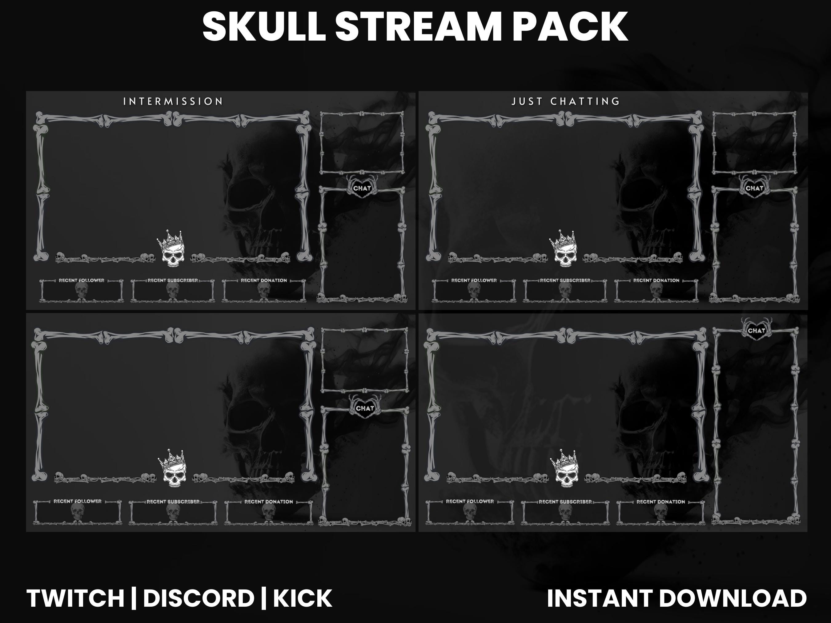 Skull Twitch Stream Pack | Twitch Screen Overlay | Twitch Panels ...