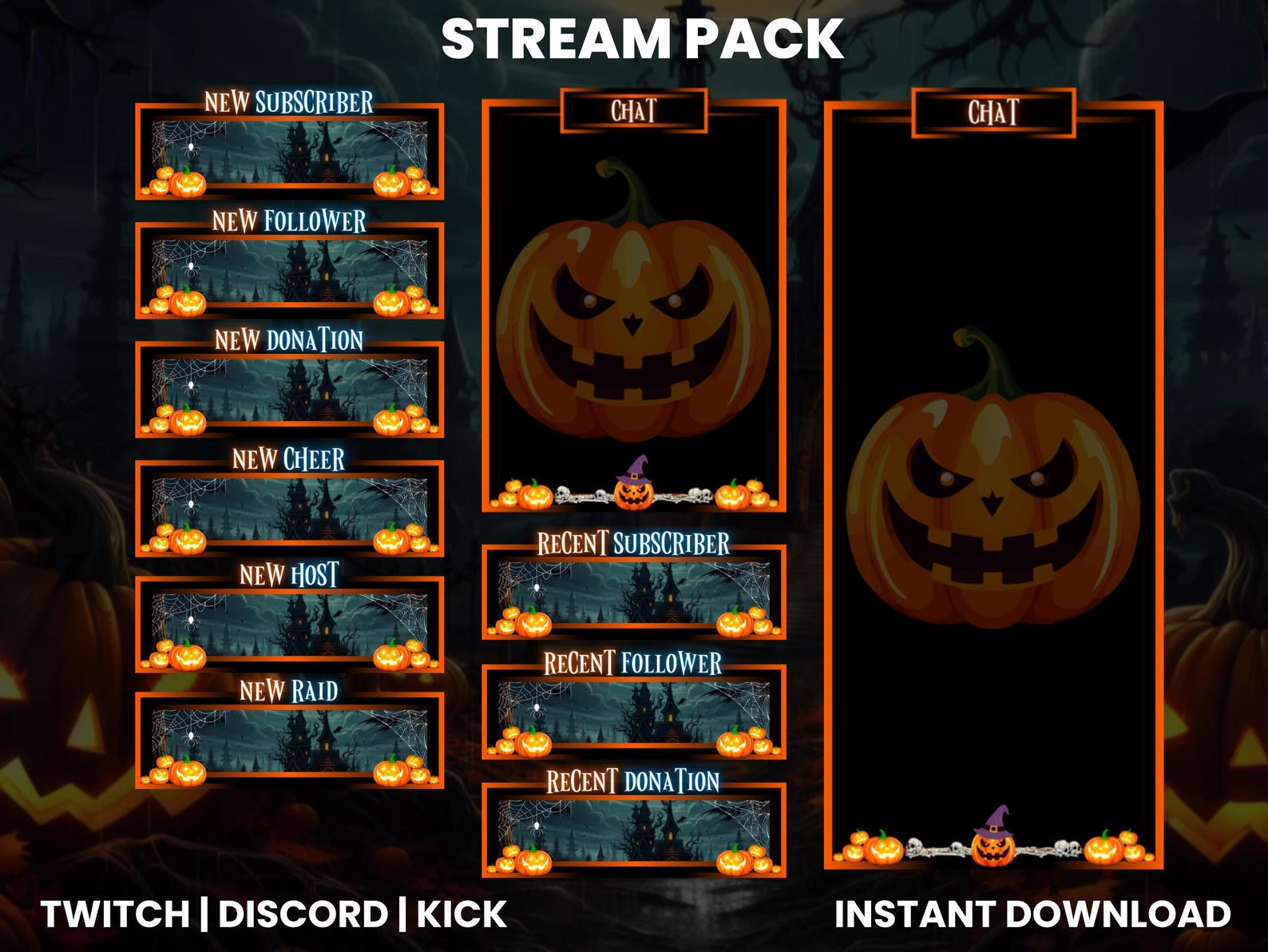 Spooky Halloween Animated Twitch Stream Pack | Webcam Overlay ...