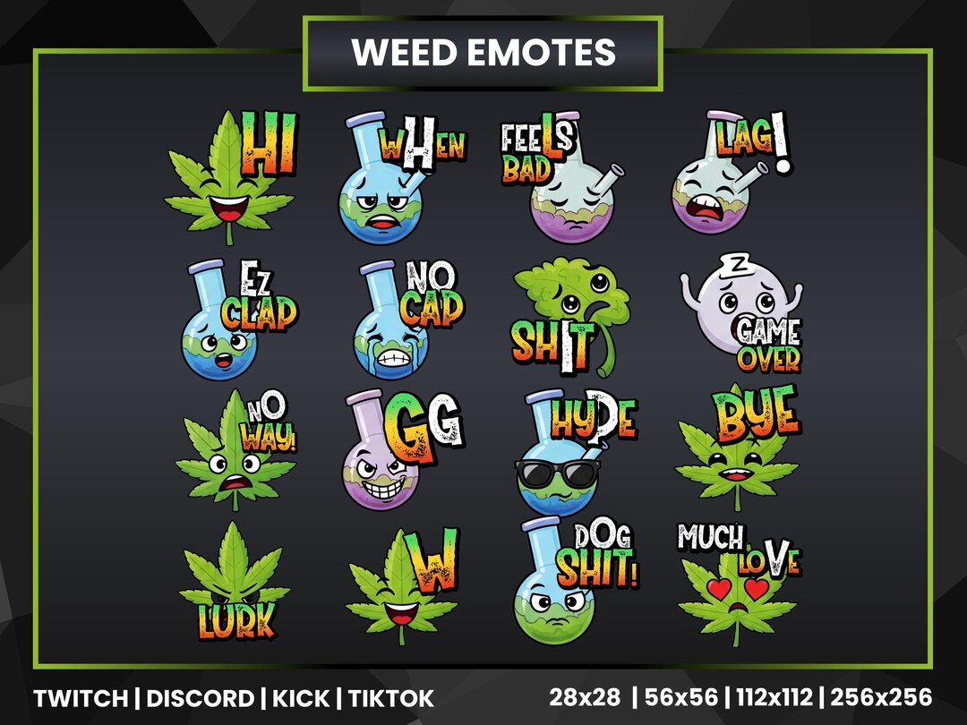 Weed Emotes | Funny Stoner Twitch Emotes | Cannabis Themed Stream ...