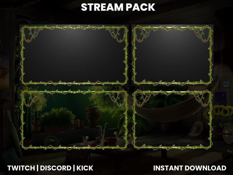 Cozy Nature Stream Overlay Pack for OBS Twitch Kick – Animated Forest ...