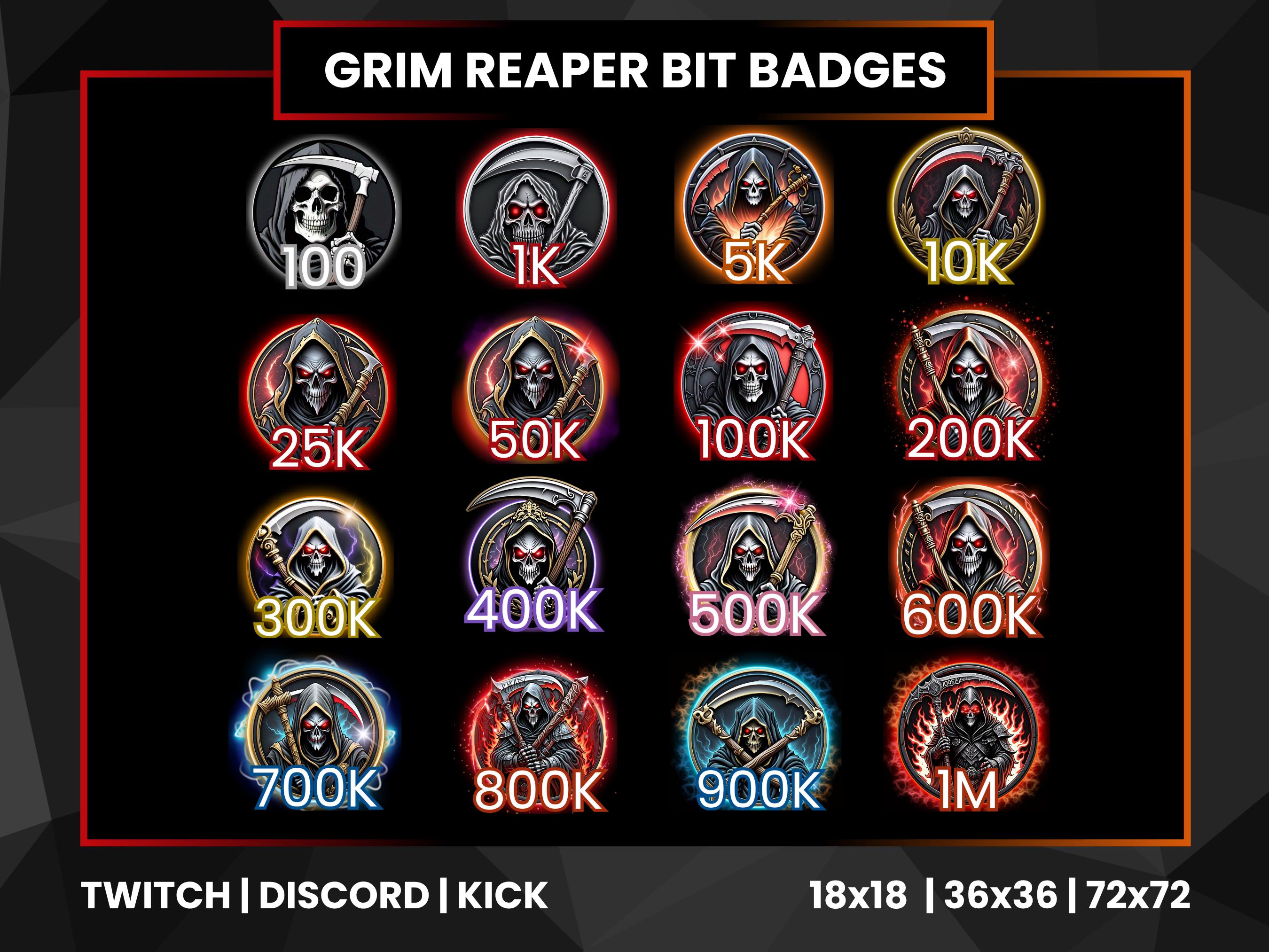 Grim Reaper Twitch Bit Badges | Founders Bit Badges | Numbered Bits ...