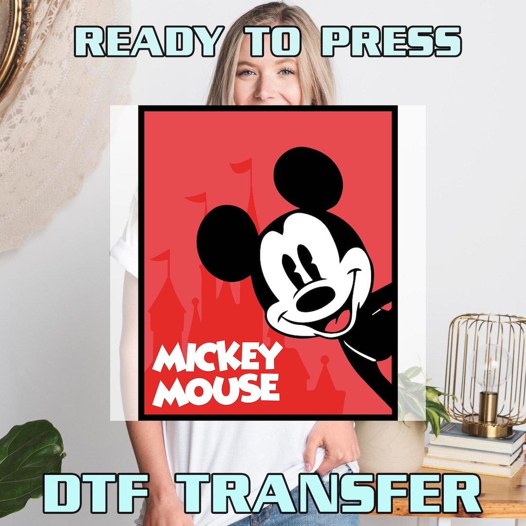 Vintage Disney Mickey Mouse Heat Press Transfer, DTF Transfers, Ready ...