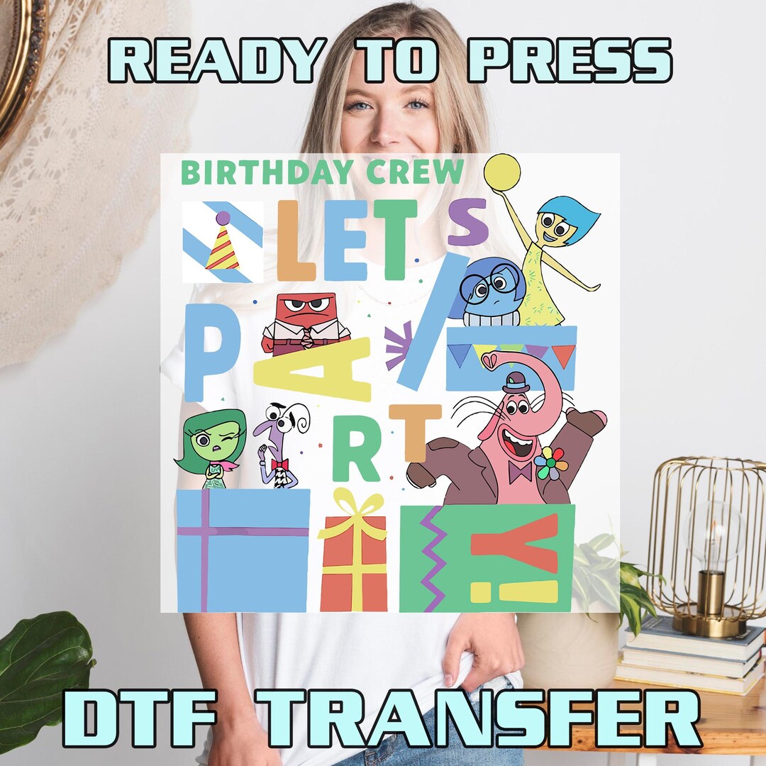 Disney Inside Out Birthday Crew Heat Press Transfer, DTF Transfers ...