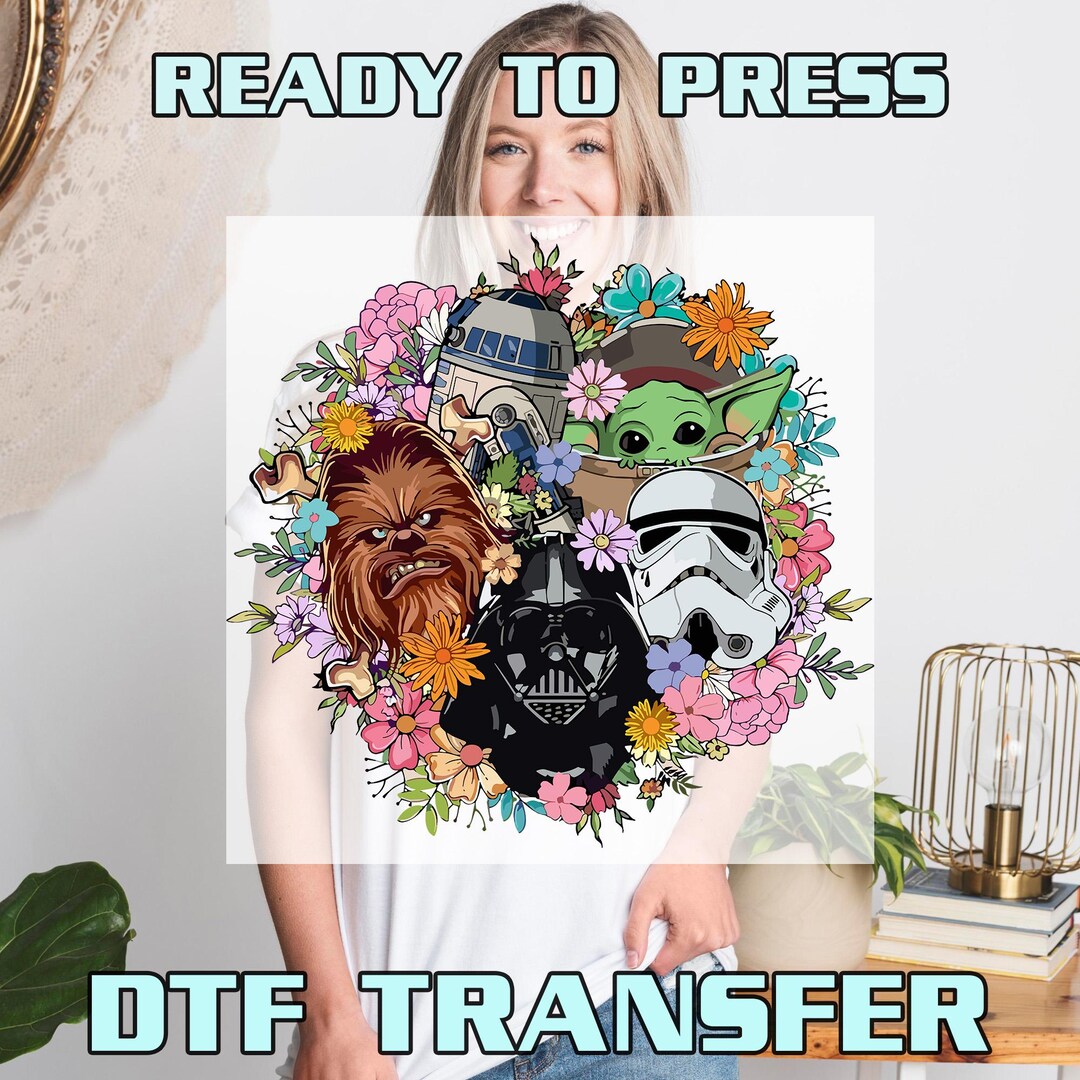 Disney Floral Star Wars Heat Press Transfer, DTF Transfers, Ready to ...