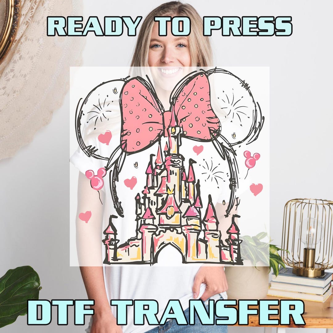 Disney Castle Minnie Heat Press Transfer, DTF Transfers, Ready to Press ...