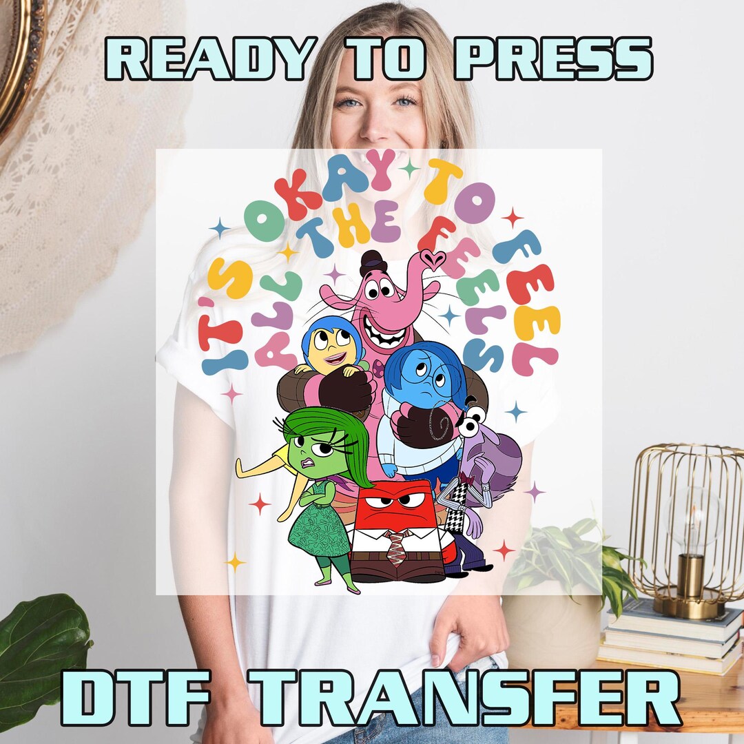 Pixar Inside Out 2 Heat Press Transfer, DTF Transfers, Ready to Press ...
