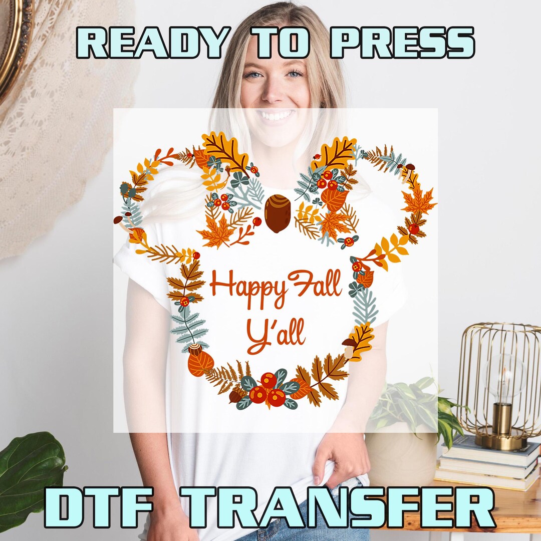 Disney Fall Leaves Mickey Head Heat Press Transfer, DTF Transfers ...