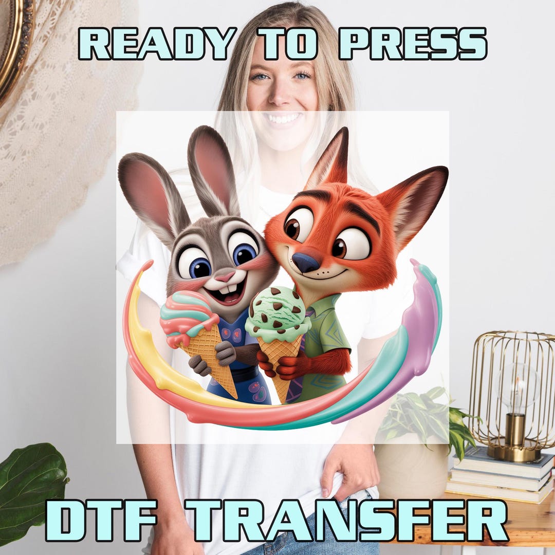 Disney Zootopia DTF Transfers, Nick Wilde and Judy Hopps Heat Press ...