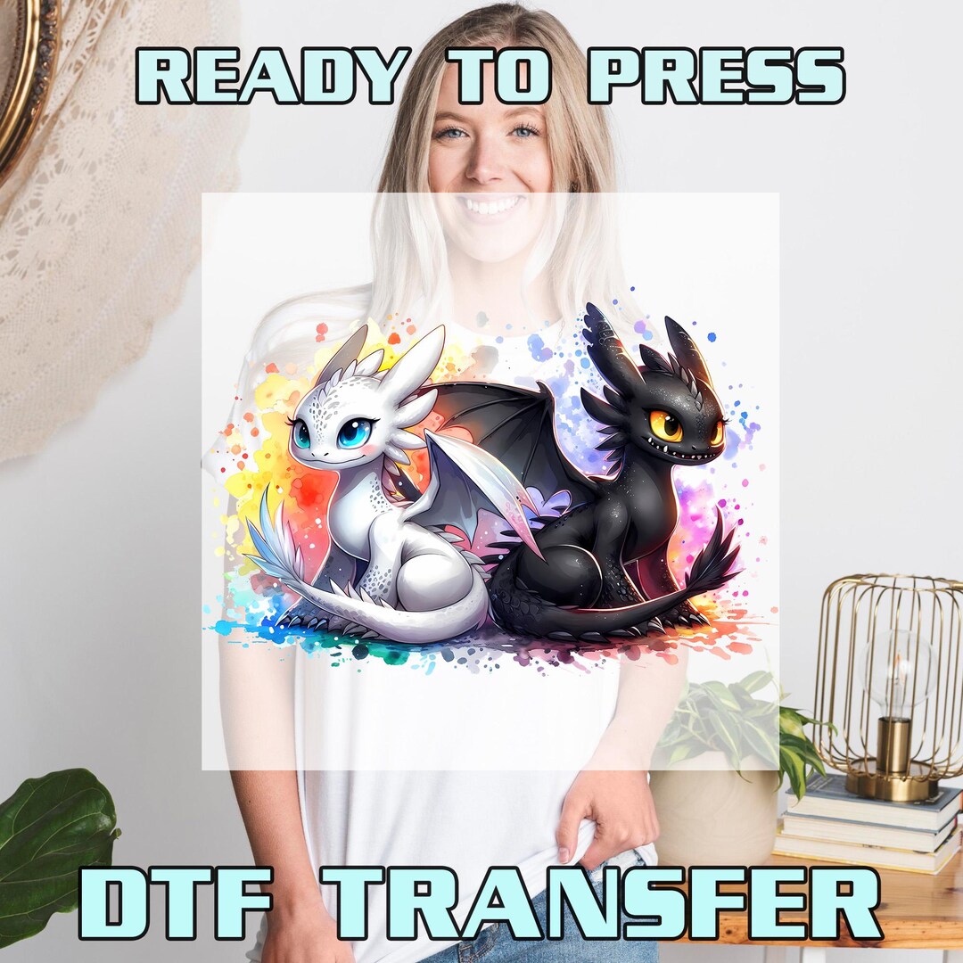 Night Fury and Light Fury Heat Press Transfer, Toothless Dragon Ready ...