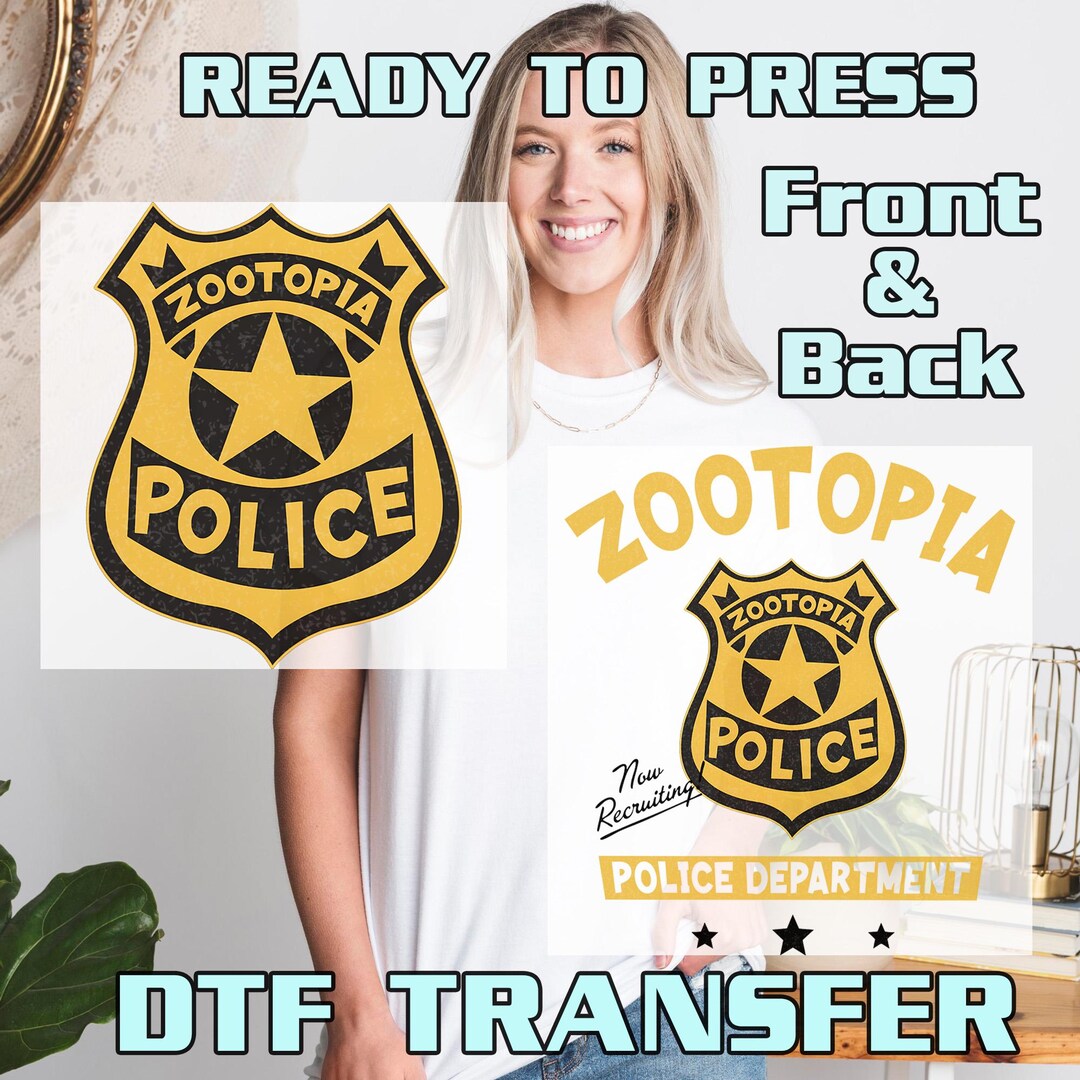 Disney Zootopia Police Department DTF Transfers, Disney Zootropolis ...