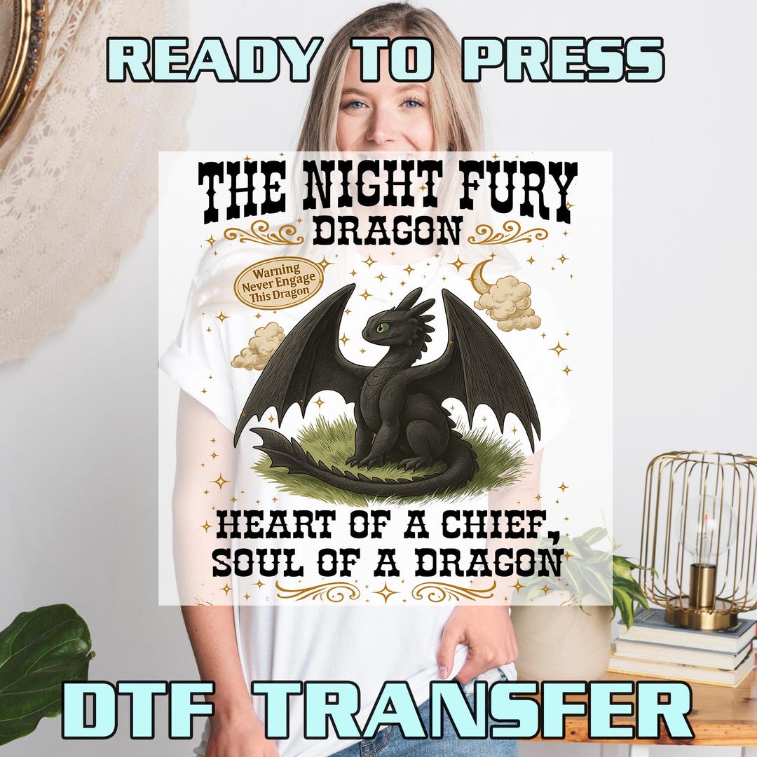 The Night Fury Dragon DTF Transfers, Wizard Dragon Heat Press Transfers ...