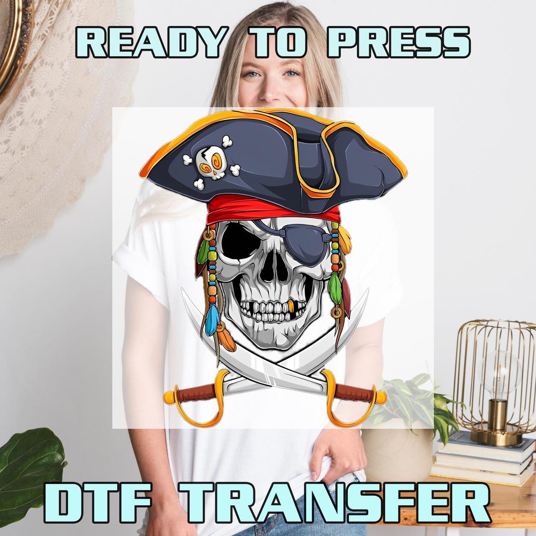 Pirate Skull Head Heat Press Transfer, Disney DTF Transfers, Ready to ...