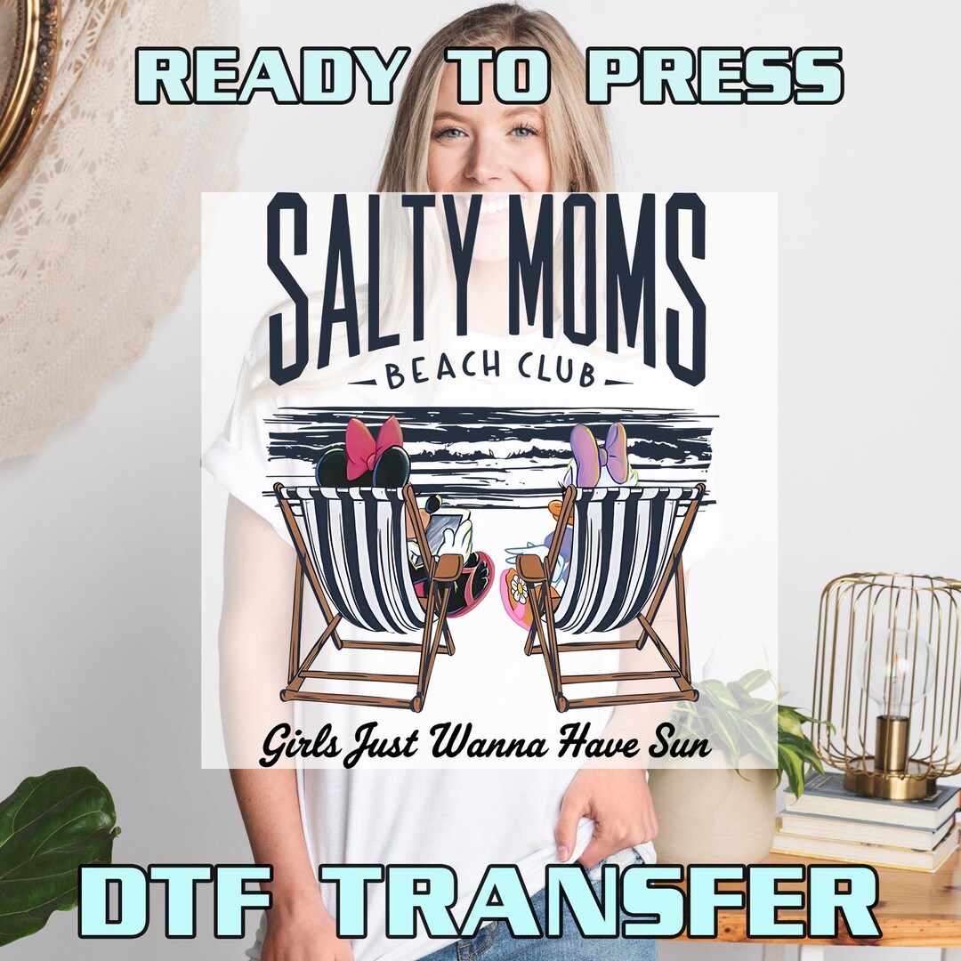 Disney Salty Moms Beach Club DTF Transfers, Minnie and Daisy Summer ...