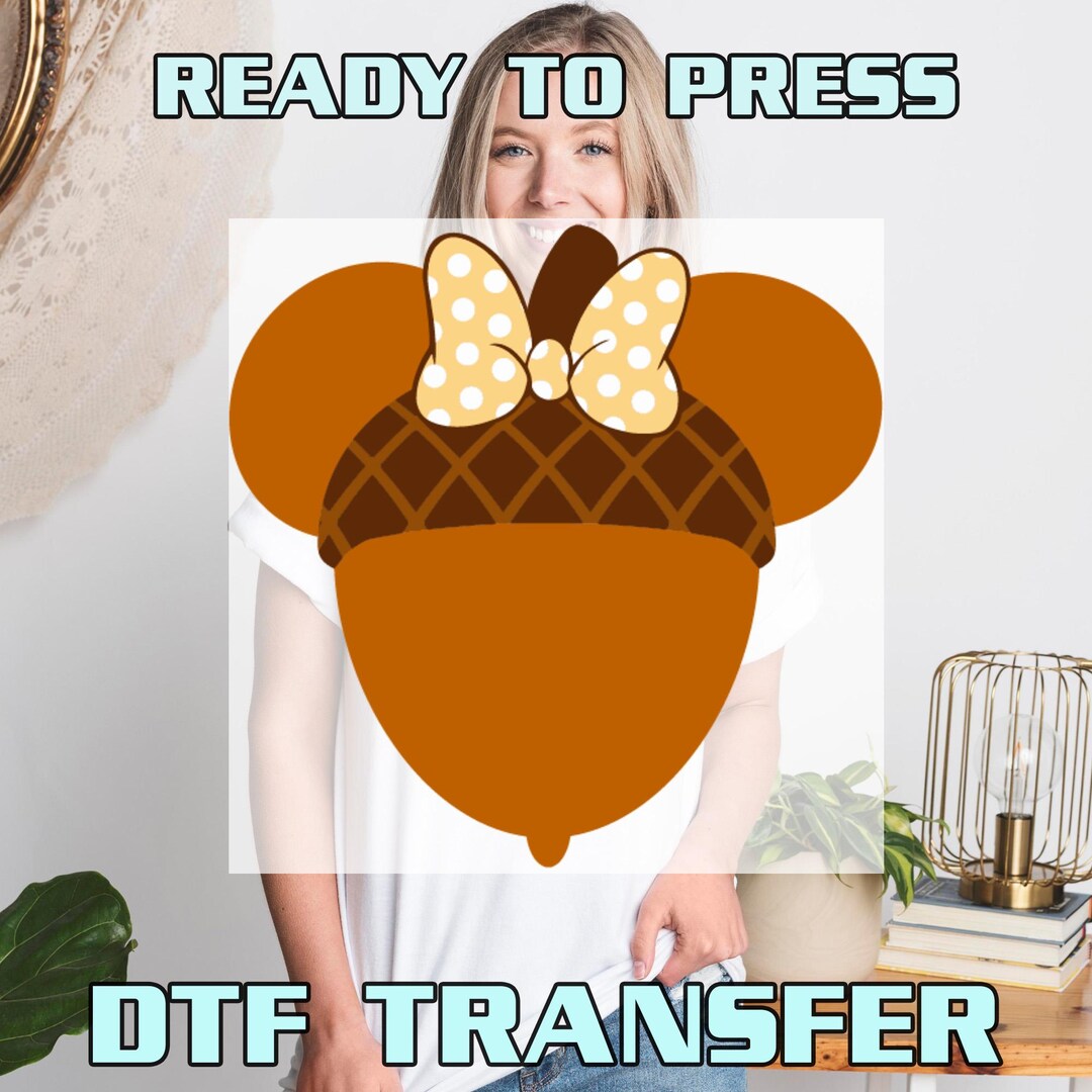 Disney Acorn Mickey Head Heat Press Transfer, DTF Transfers, Ready to ...