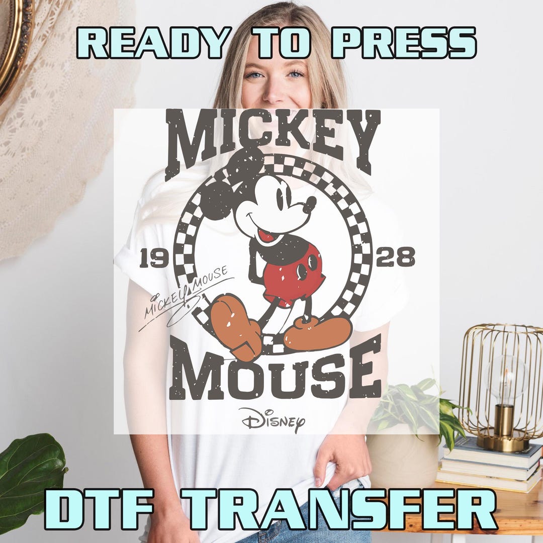Vintage Disney Mickey Mouse Heat Press Transfer, DTF Transfers, Ready ...