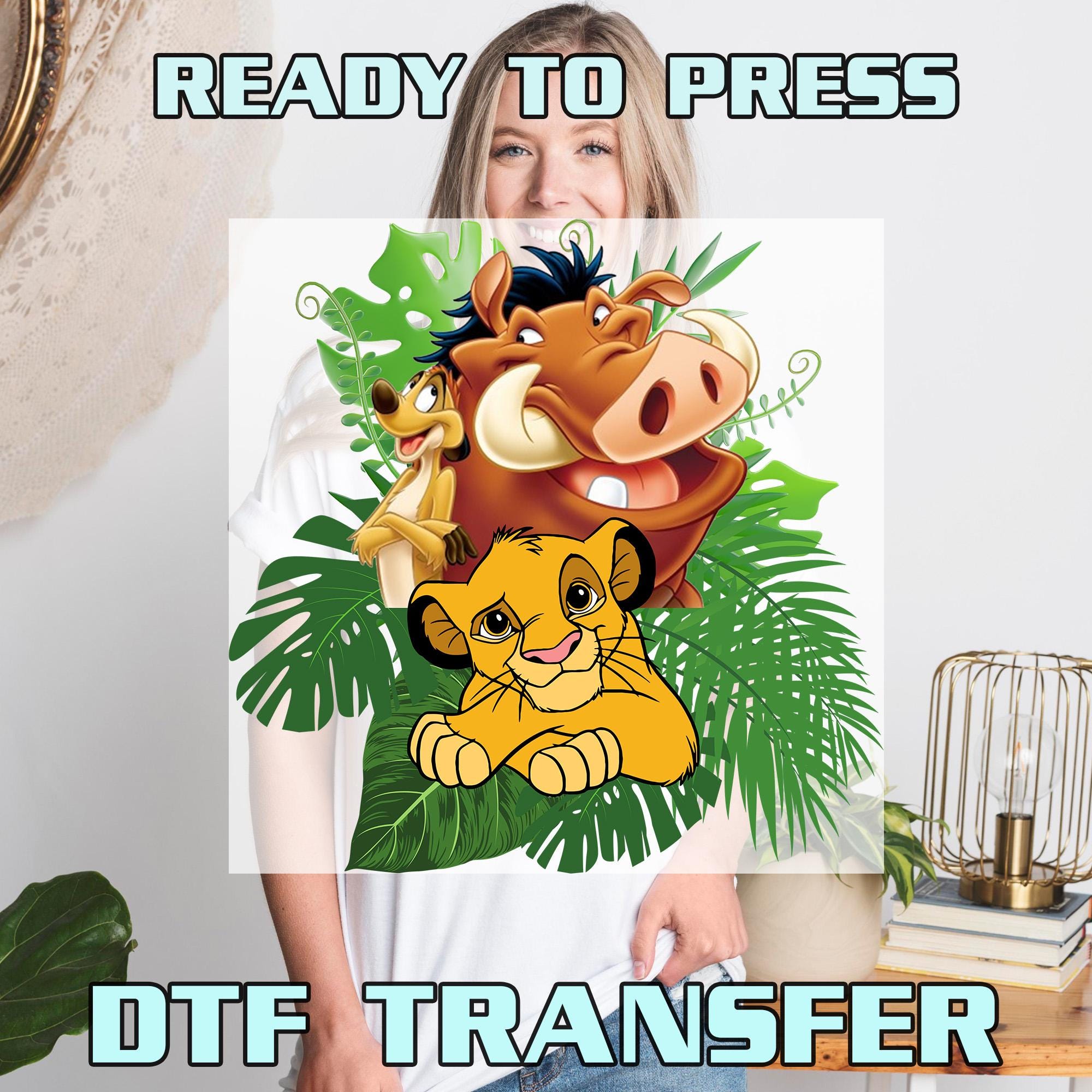 Lion King Simba Pumbaa Timon Ready to Heat Press Transfer, DTF ...