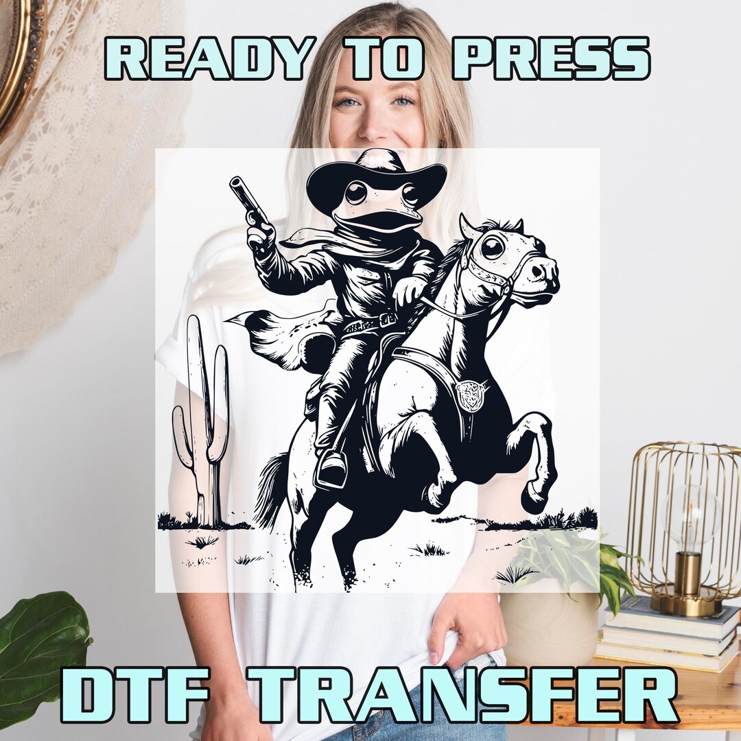 Cowboy Frog DTF Transfers, Funny Frog Meme Heat Press Transfers ...