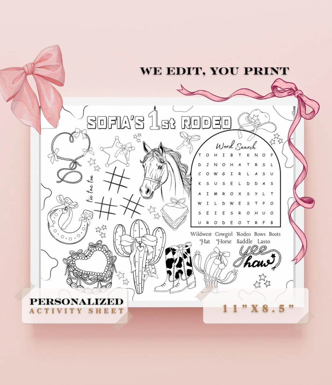 Rodeo Activity Sheet | Party Favor | Cowgirl Activity Sheet | Rodeo ...