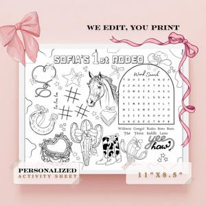 Rodeo Activity Sheet | Party Favor | Cowgirl Activity Sheet | Rodeo ...