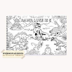 Personalized Dinosaur Coloring Sheet | Dinosaur Party Favor | Jurassic ...