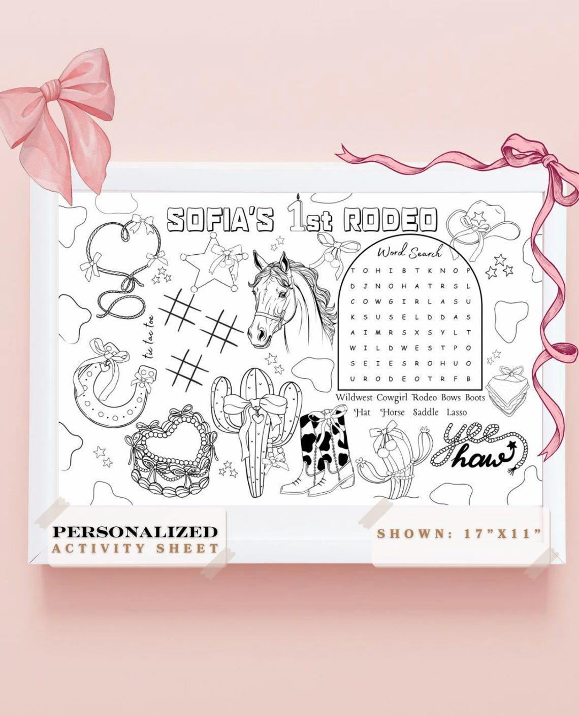 Rodeo Activity Sheet | Party Favor | Cowgirl Activity Sheet | Rodeo ...