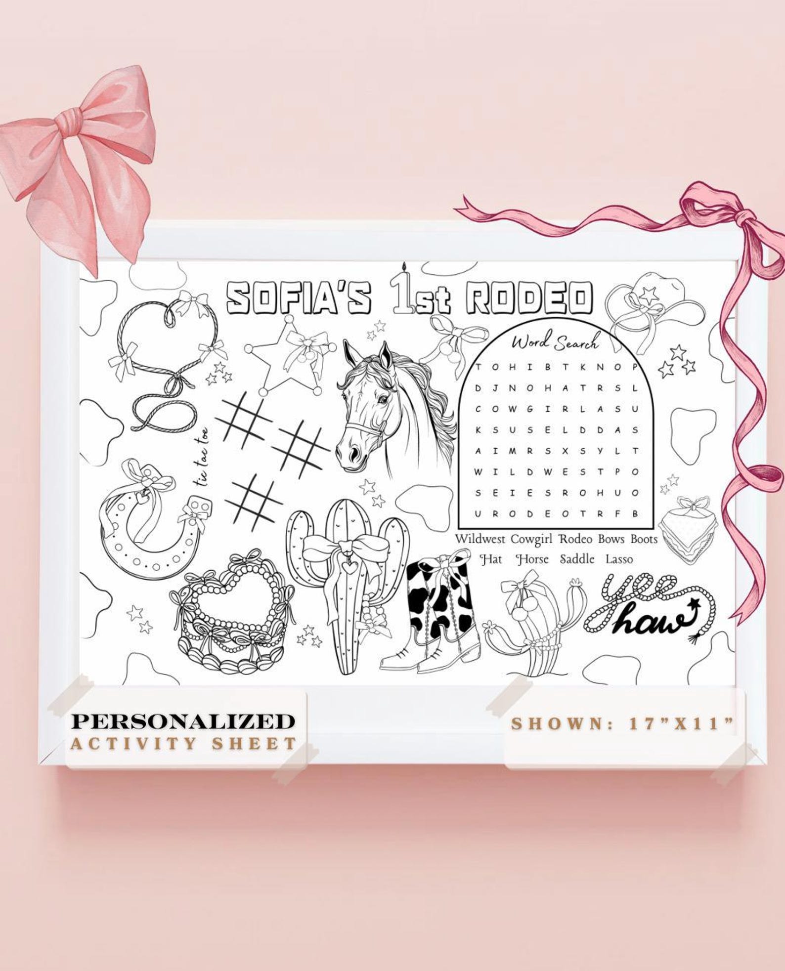 Rodeo Activity Sheet | Party Favor | Cowgirl Activity Sheet | Rodeo ...