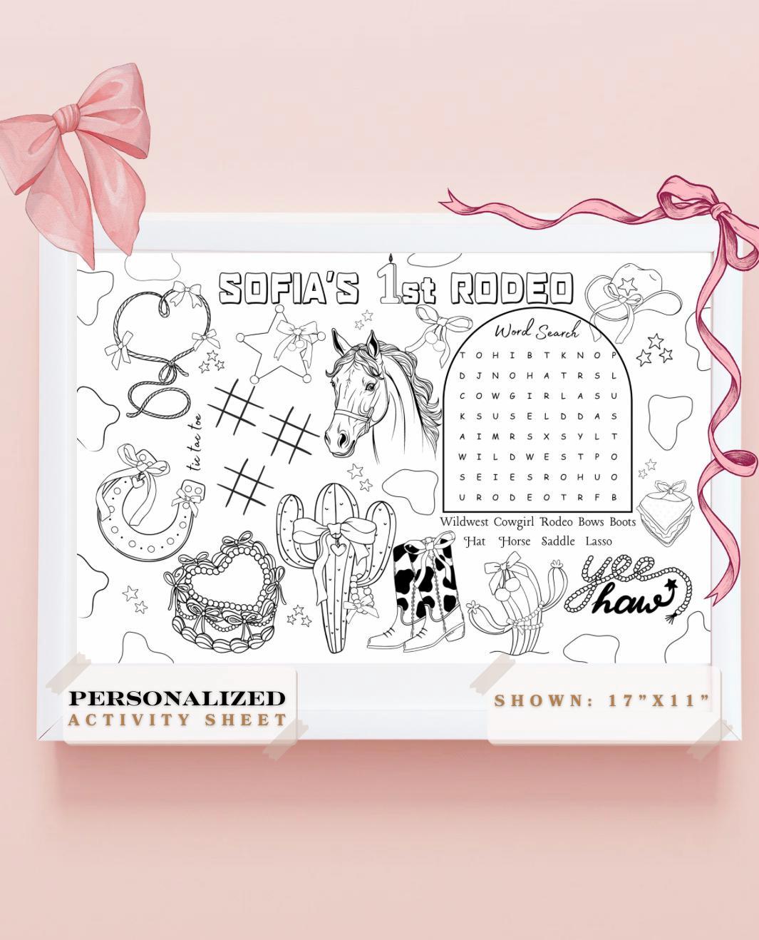 Rodeo Activity Sheet | Party Favor | Cowgirl Activity Sheet | Rodeo ...
