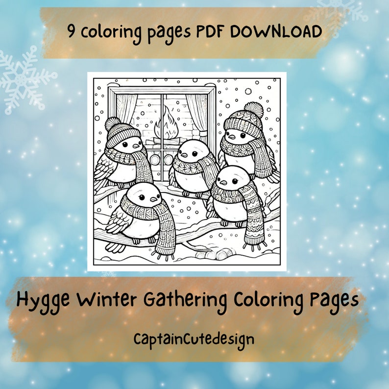 Hygge Winter Gathering Coloring Pages | Cozy Animals by the Fireplace ...