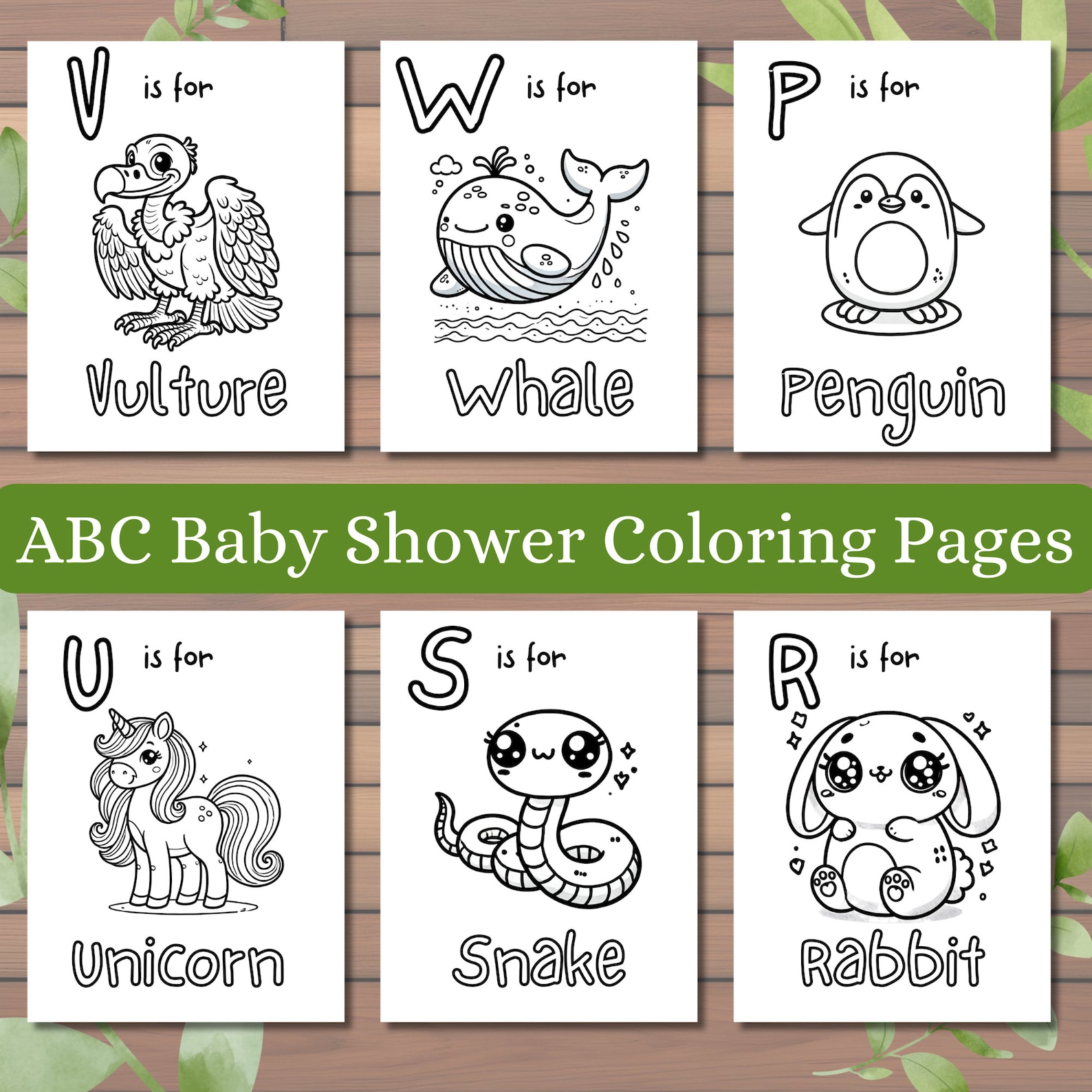 ABC Baby Shower Coloring Pages | Alphabet Animal Coloring Sheets ...