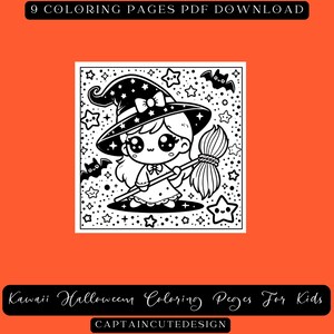 Kawaii Halloween 9 Coloring Pages | Relaxing Book | Fun Spooky Coloring ...