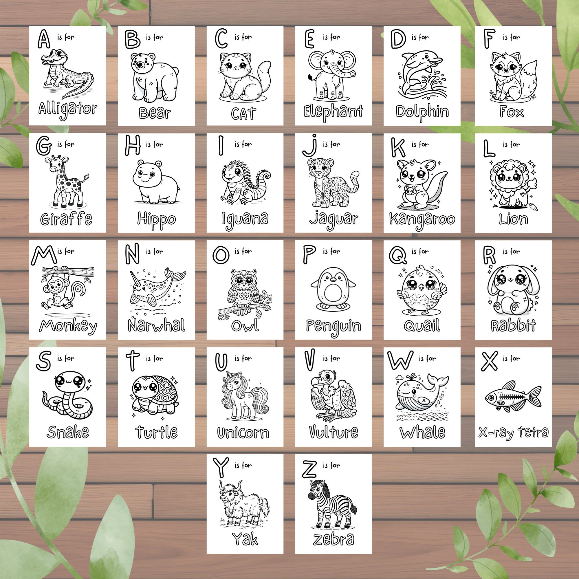 ABC Baby Shower Coloring Pages Alphabet Animal Coloring Sheets ...