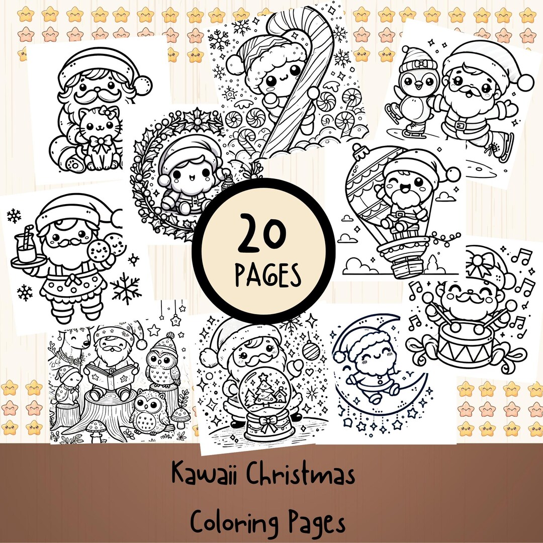 Simple Kawaii Christmas Coloring Pages – Festive and Cozy Holiday Santa ...