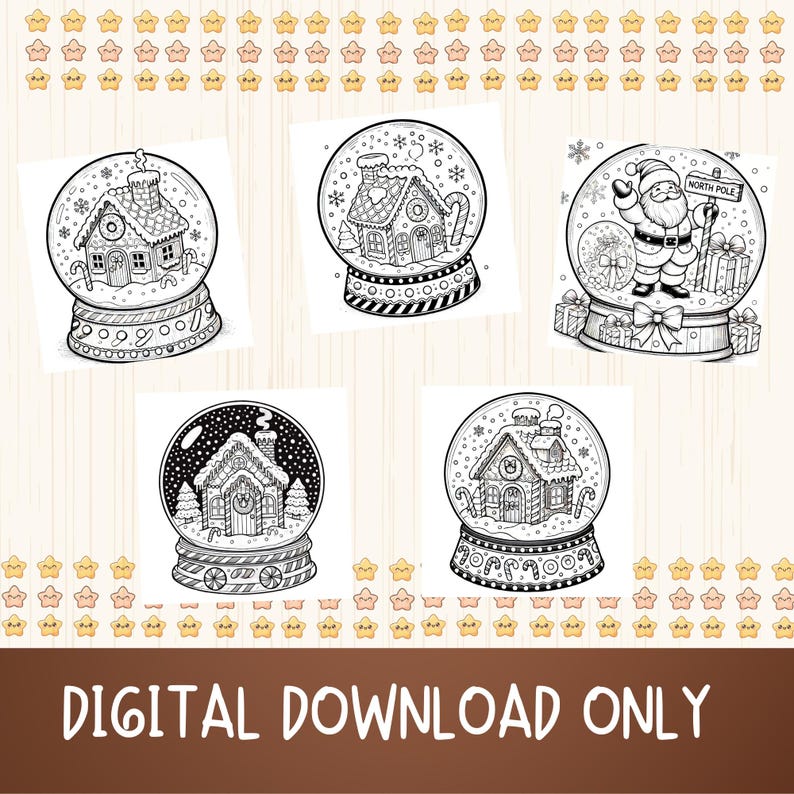 Snow Globe Coloring Pages - 40 Christmas Designs (PDF Download) - Etsy