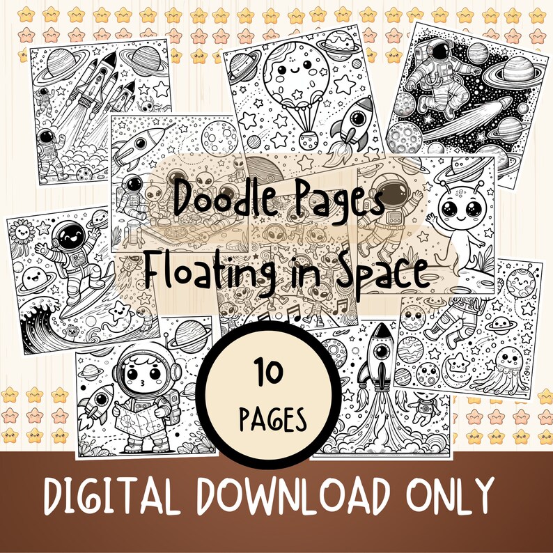 Floating in Space Doodle Coloring Pages 10 Printable Space Coloring ...