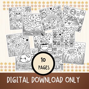 Kawaii Digital Coloring Pages 10 Cute Animal & Nature-themed Pages ...