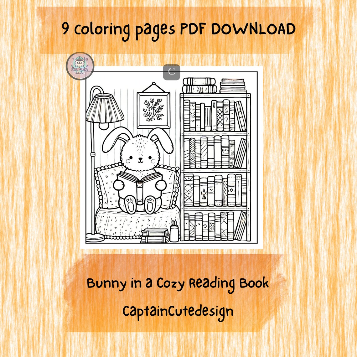 9 Cozy Bunny Reading Book Coloring Pages – Instant PDF Download ...