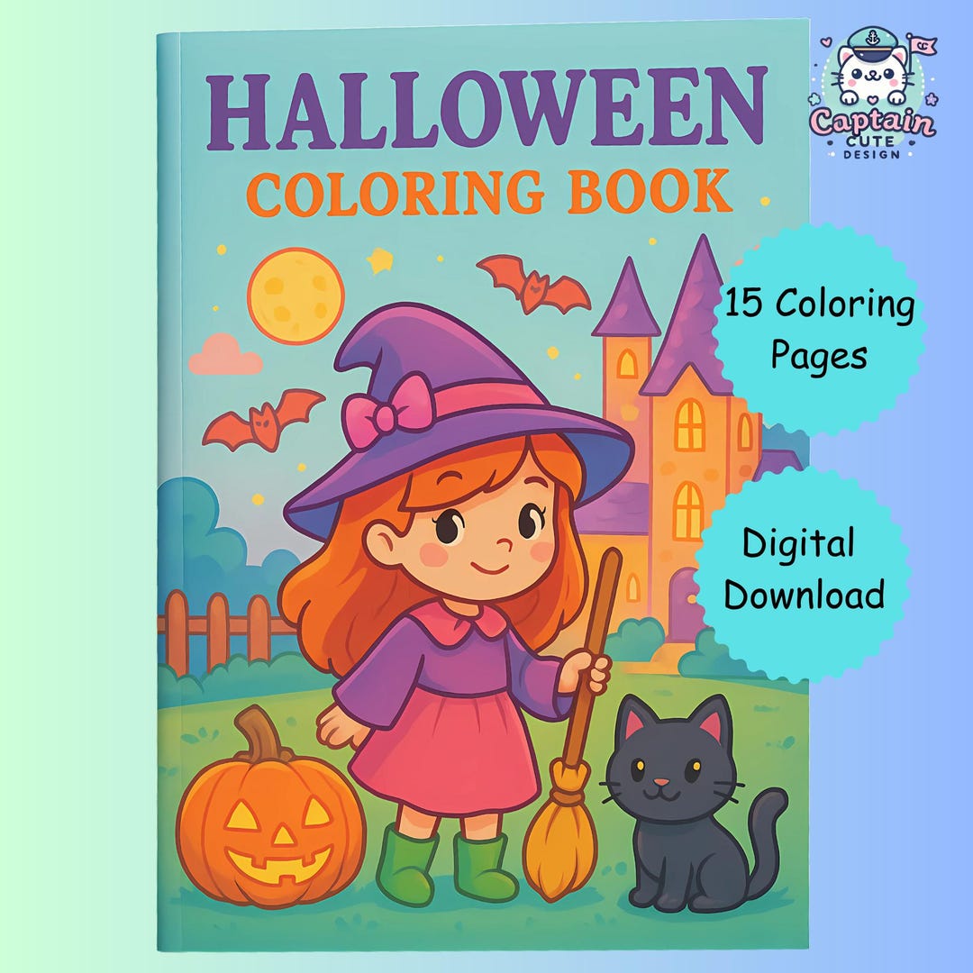 Halloween Coloring Book for Kids , 15 Cute Witch & Ghost Pages ...