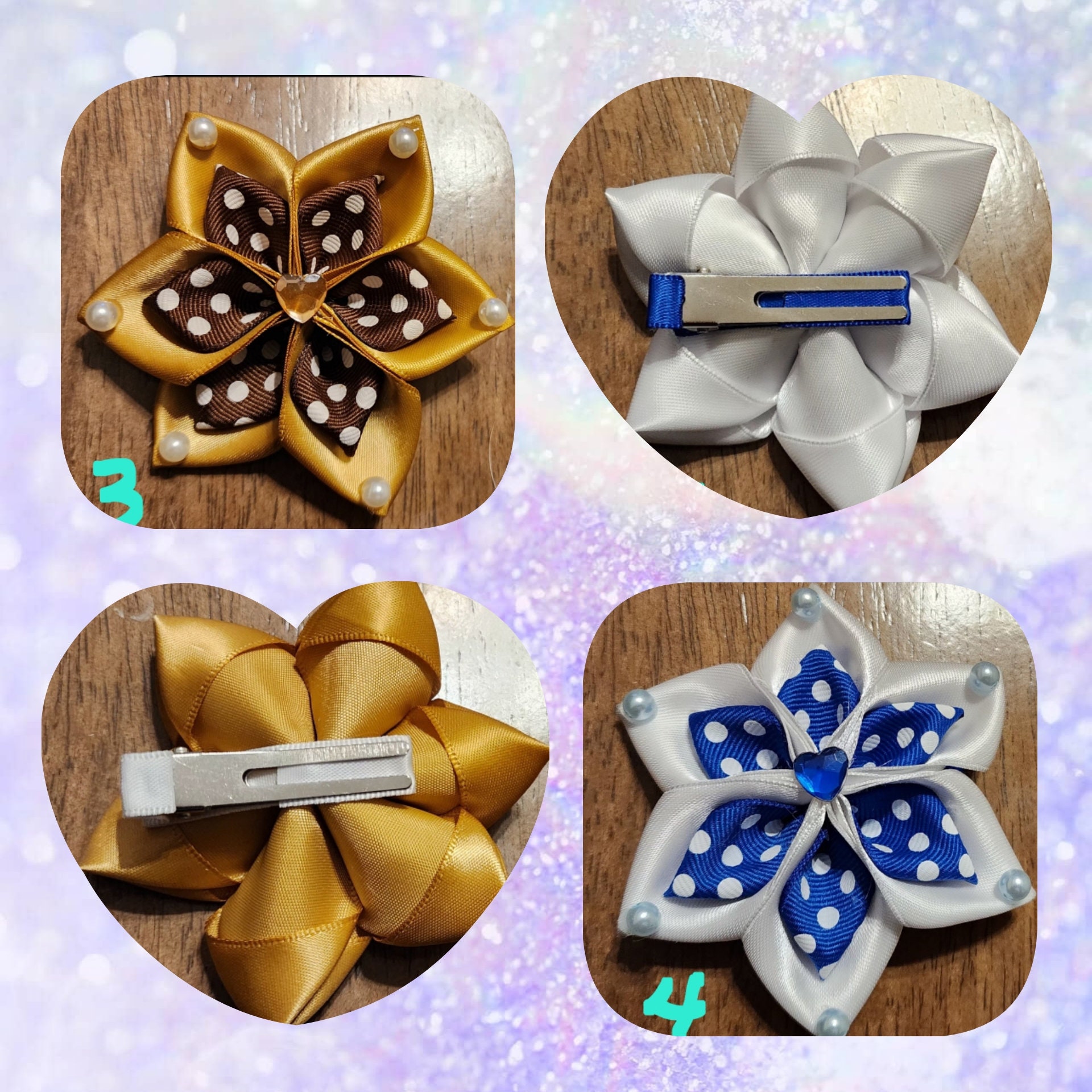 Satin Grosgrain Flower Hair Bow With Alligator Clip - Etsy