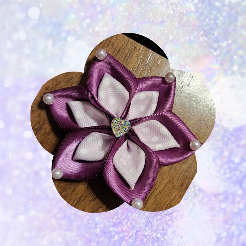 Satin Grosgrain Flower Hair Bow With Alligator Clip - Etsy