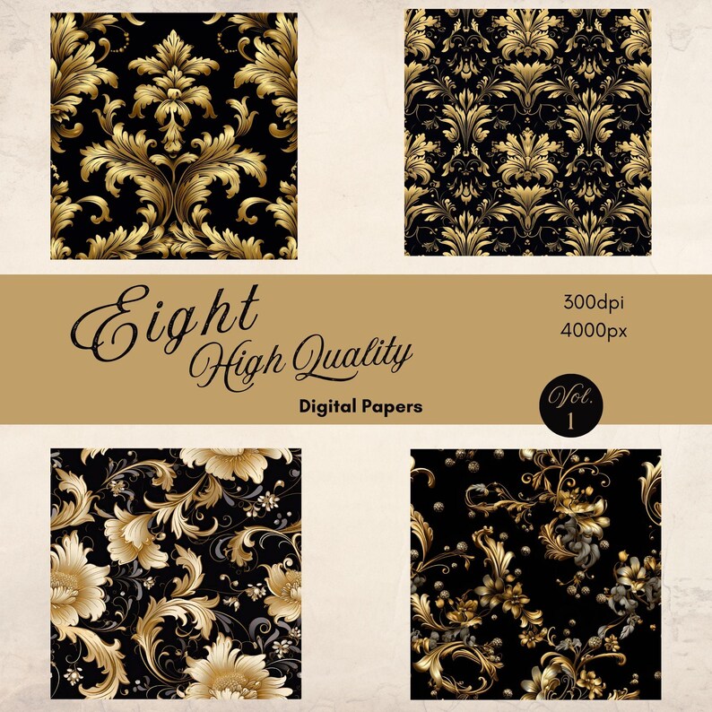 Seamless Printable Baroque Papers | Seamless Pattern | Gold Baroque ...