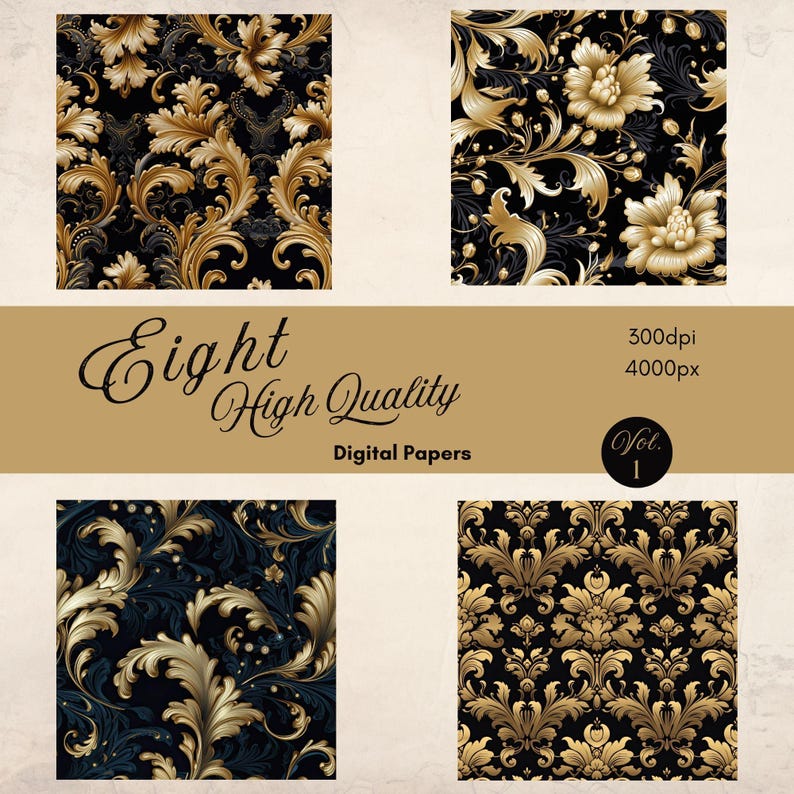 Seamless Printable Baroque Papers | Seamless Pattern | Gold Baroque ...