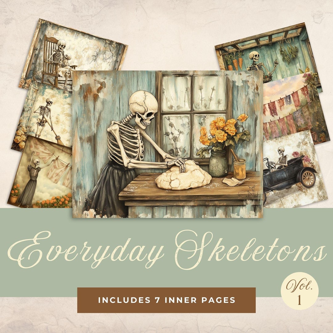 Skeleton Junk Journal | Gothic Printable | Whimsical Skeletons | Spooky ...