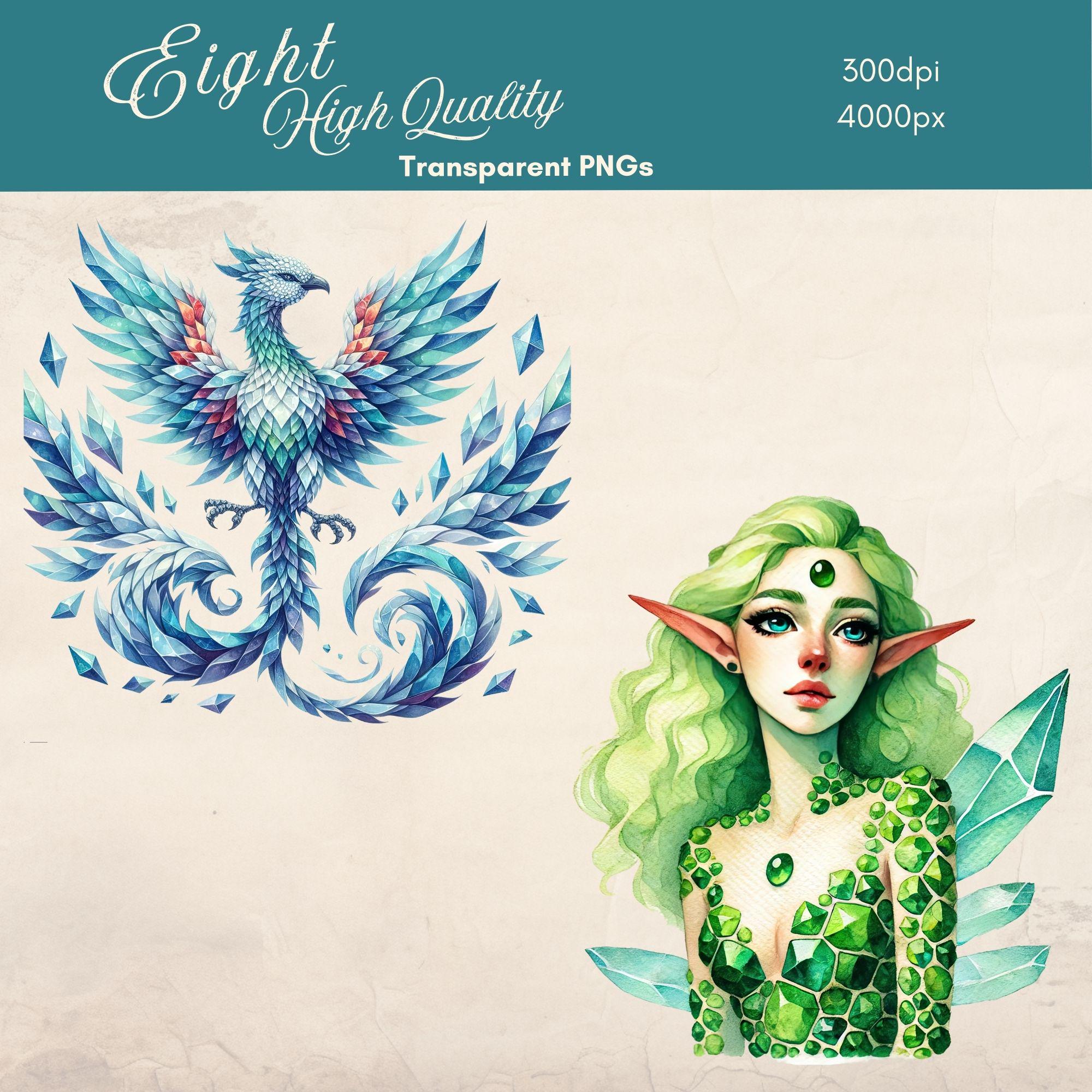 Mythical Gemstone Creature Clipart | Gemstone PNG | Watercolor Graphics ...