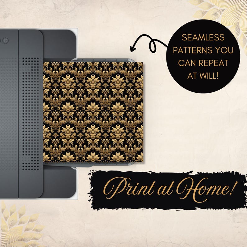 Seamless Printable Baroque Papers | Seamless Pattern | Gold Baroque ...