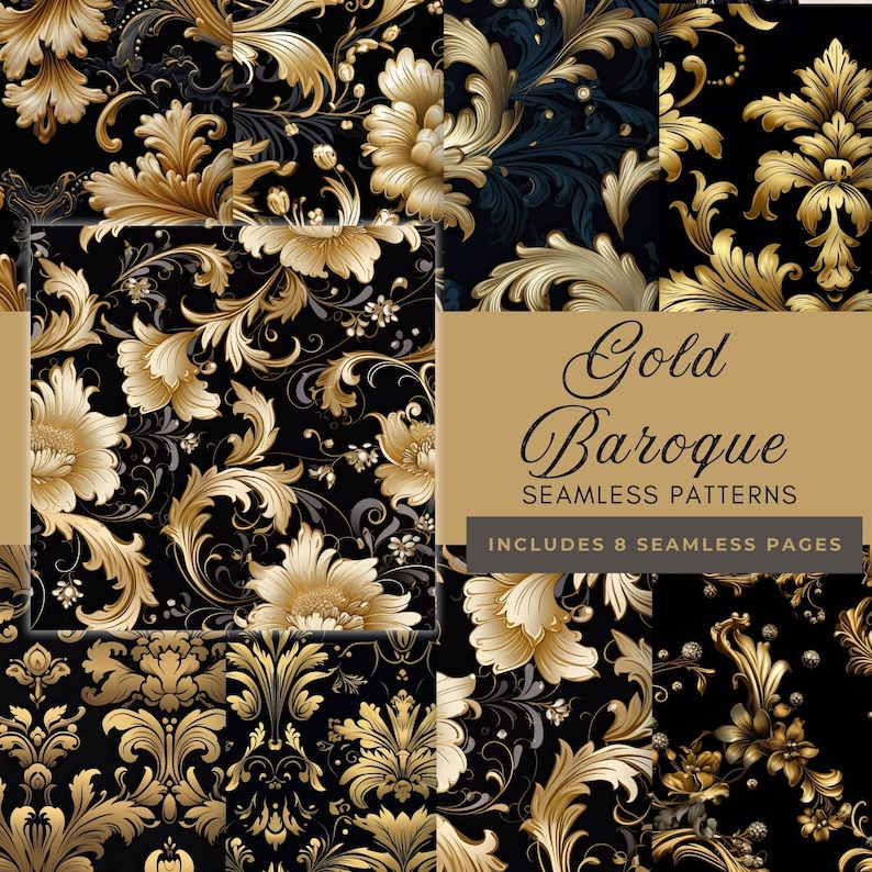 Seamless Printable Baroque Papers | Seamless Pattern | Gold Baroque ...