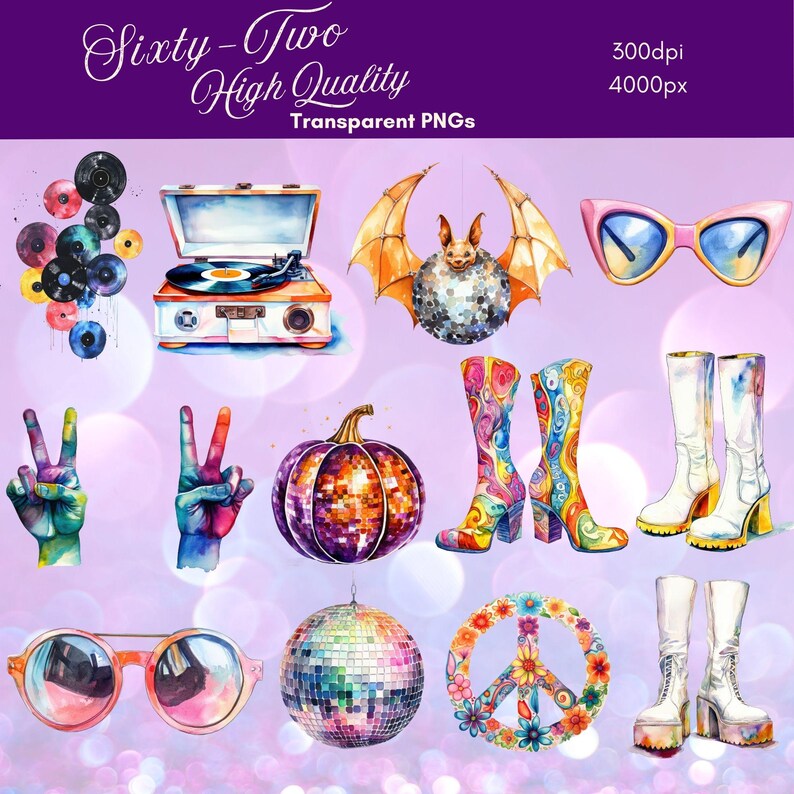 Disco Dancing Ghouls Mega Clipart Kit | Groovy Skeleton Clip Art ...