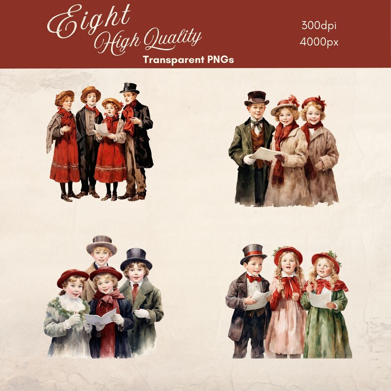 Victorian Christmas Carolers Clip Art | Vintage Christmas Ephemera ...