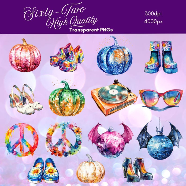 Disco Dancing Ghouls Mega Clipart Kit Groovy Skeleton Clip Art Retro ...