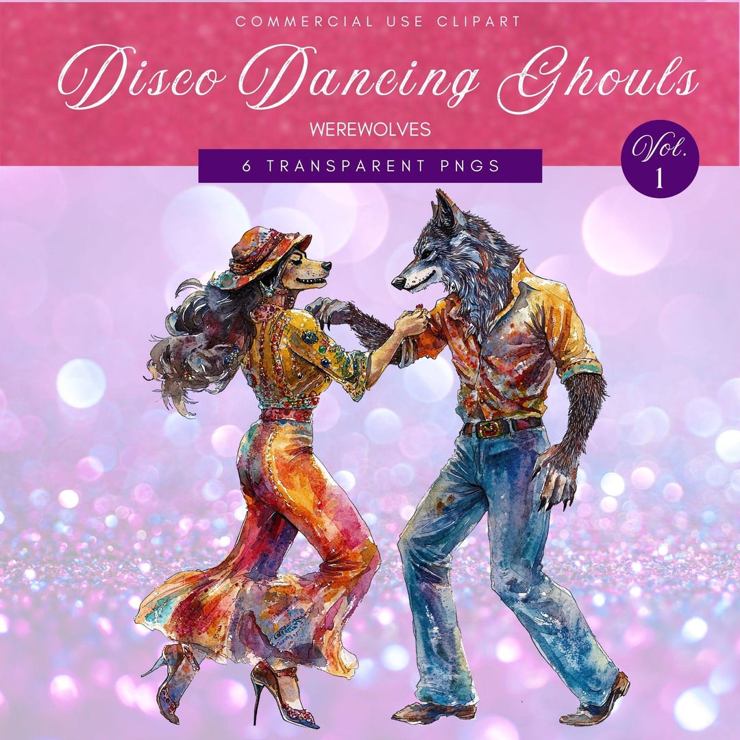 Disco Dancing Ghouls | Groovy Halloween Clip Art | Retro Werewolves ...