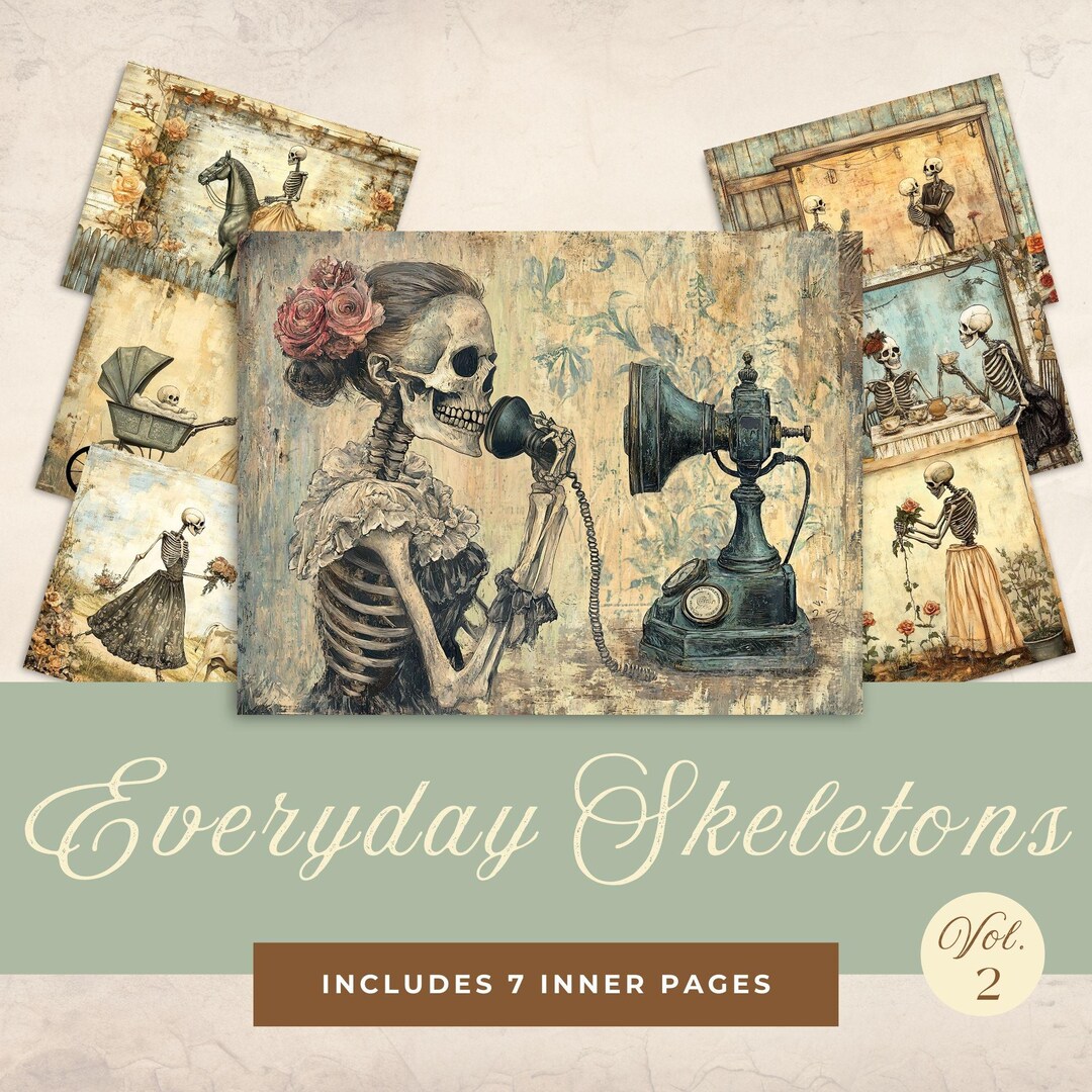 Gothic Junk Journal | Digital Printable | Whimsical Skeletons | Spooky ...